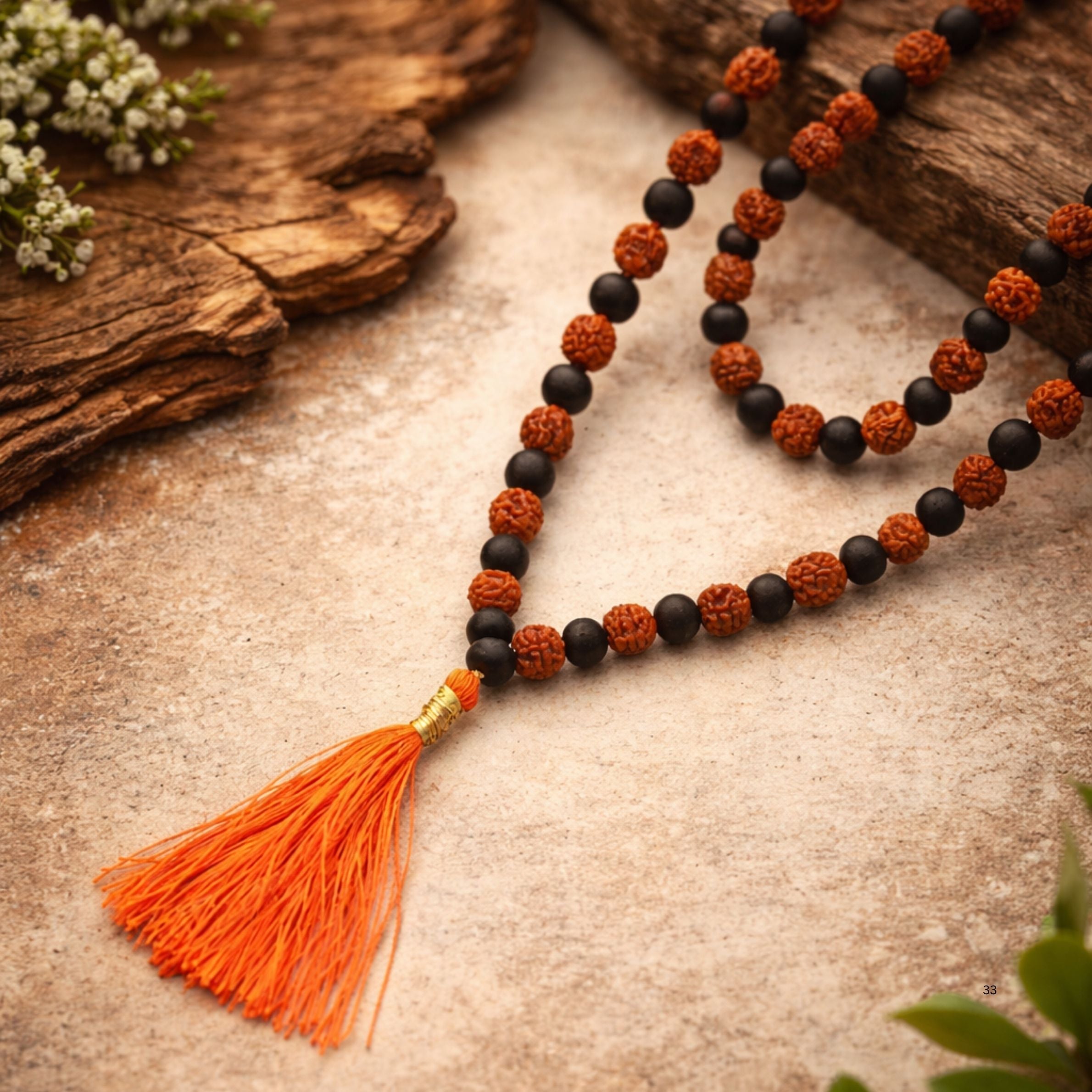 Adi Shakti Rudraksha Karungali Mala || 108+1 Beads – Amulyah